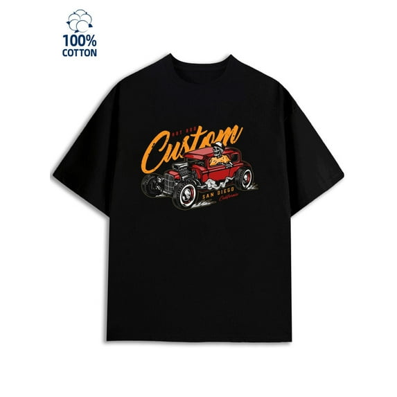Custom Hot Rod men's garage 180G 100% Cotton black car casual Retro ...