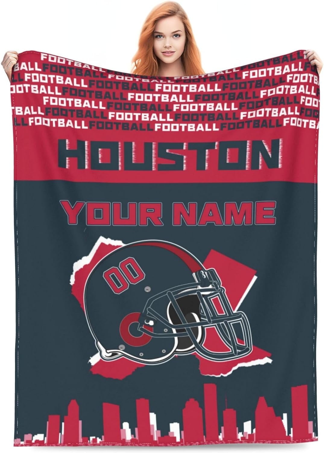 Custom Houston Blanket Personalized Throw Blankets Name and Number for ...