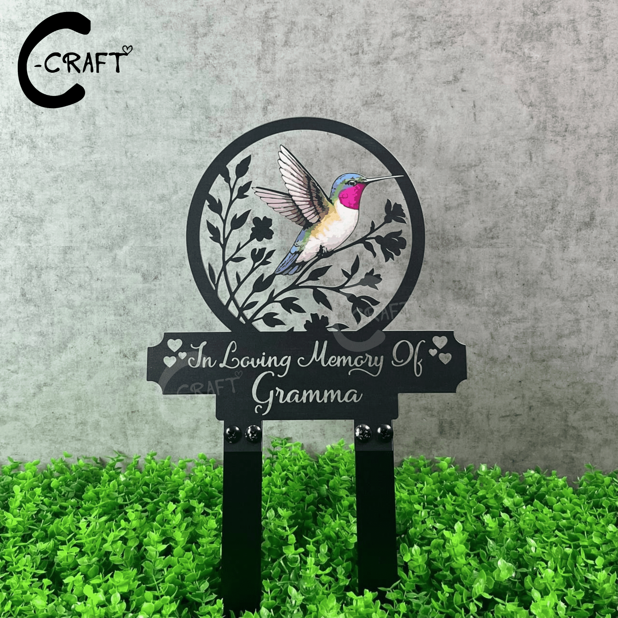 Custom Hummingbird 12 Inches Memorial Garden Plaque with Stake, Metal ...