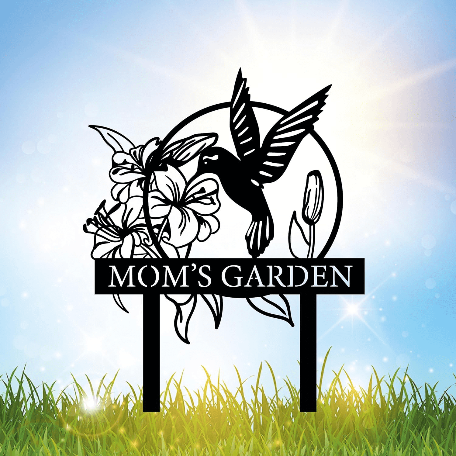 Custom Hummingbird Metal Garden Decor, Personalized Bird with Stakes ...