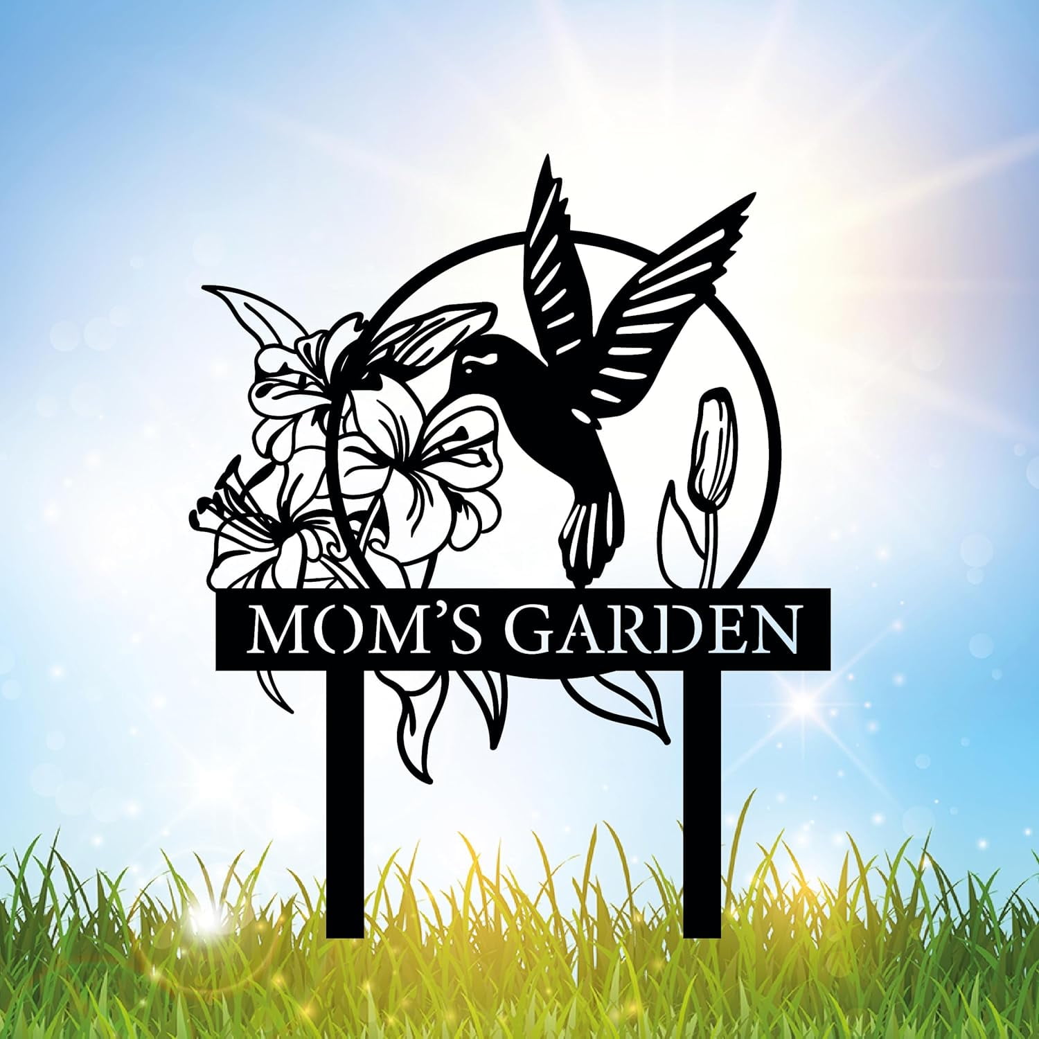 Custom Hummingbird Metal Garden Decor, Personalized Bird with Stakes ...