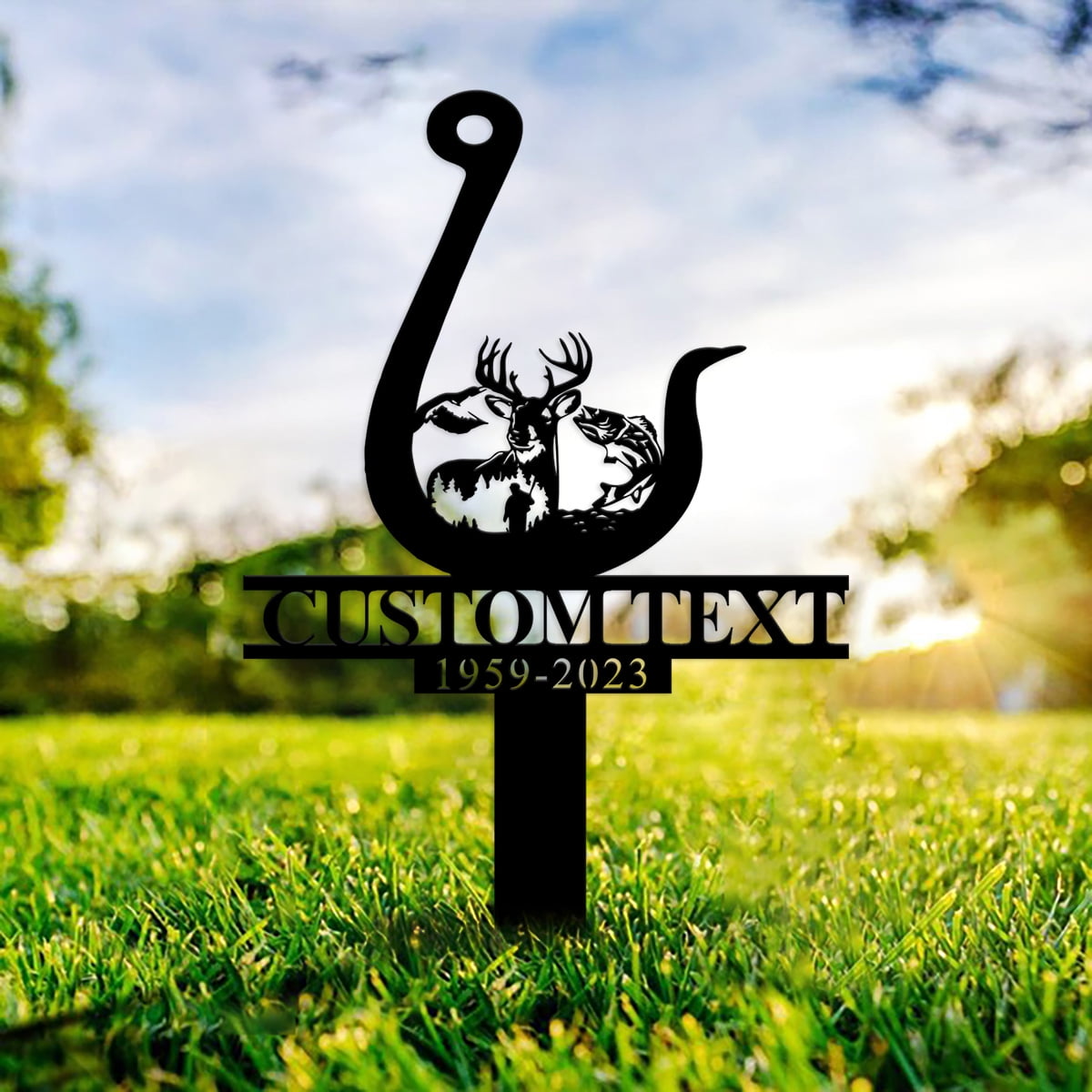 Custom Hunter Memorial Stake, Personalized Fisherman Metal Stake ...