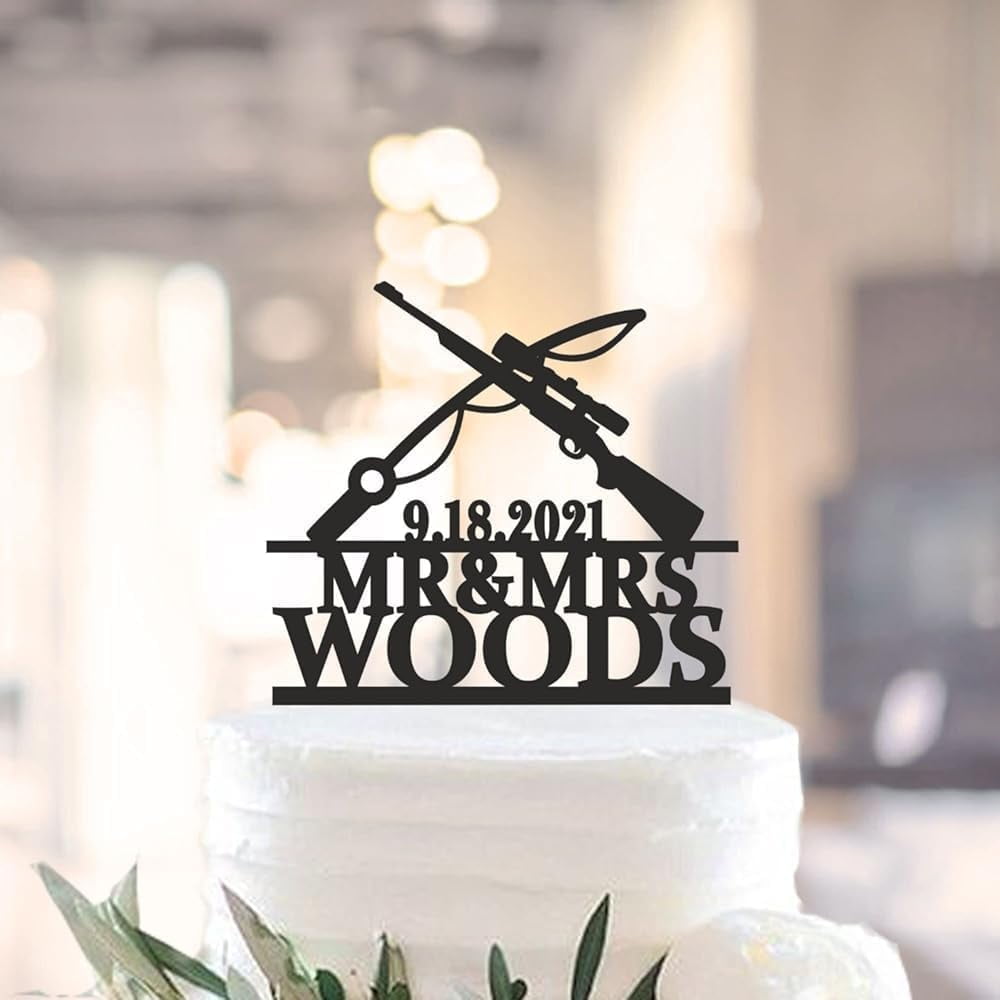 Custom Hunting Wedding Cake Topper, Fishing Wedding Cake Topper, Gun ...