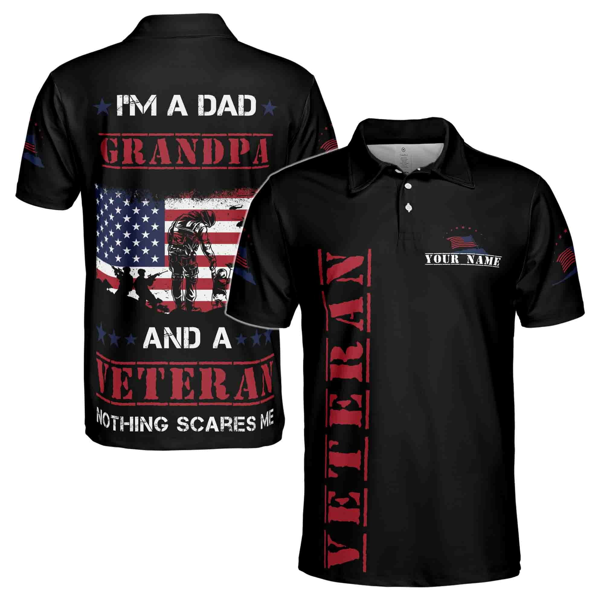Custom I'm A Dad, Grandpa and A Veteran, US Army Vet Men's Polo Shirt S ...