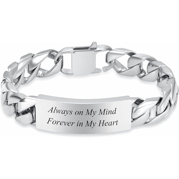 Custom ID Bracelet for Men Women Stainless Steel Cuban Cuban Link ...