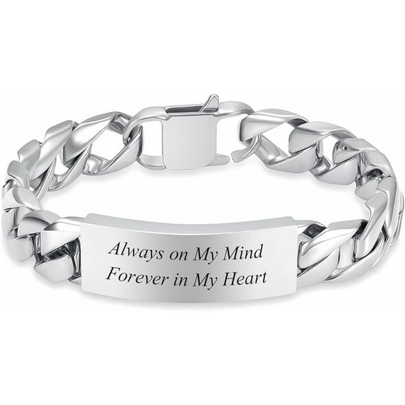 Custom ID Bracelet for Men Women Stainless Steel Cuban Cuban Link ...