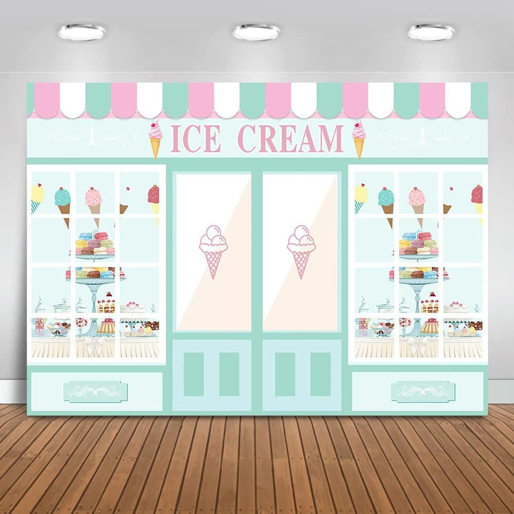 Custom Ice Cream Shoppe Backdrop Sweet Shoppe Girl Birthday Background ...