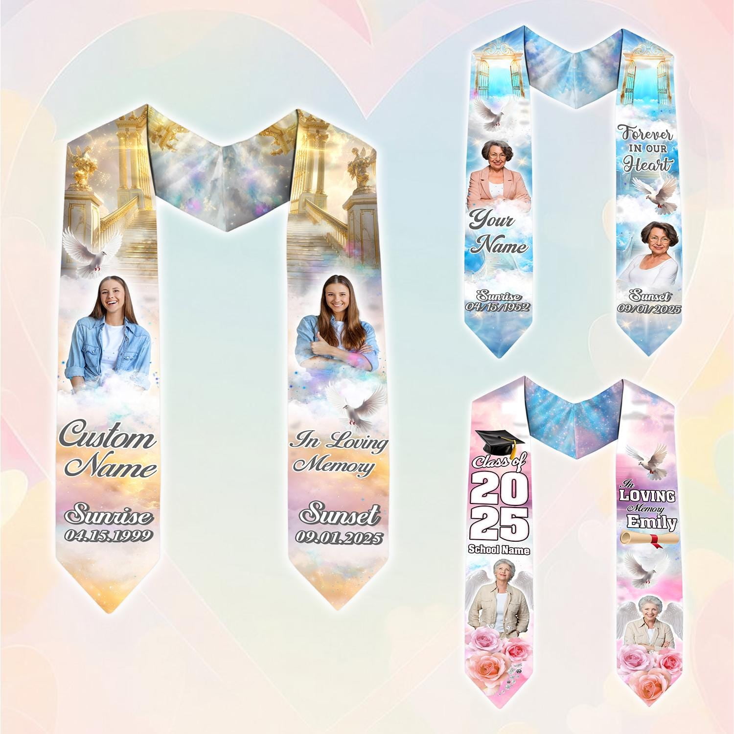 Custom In Loving Memory Graduation Stoles, Custom Graduation Stole with ...