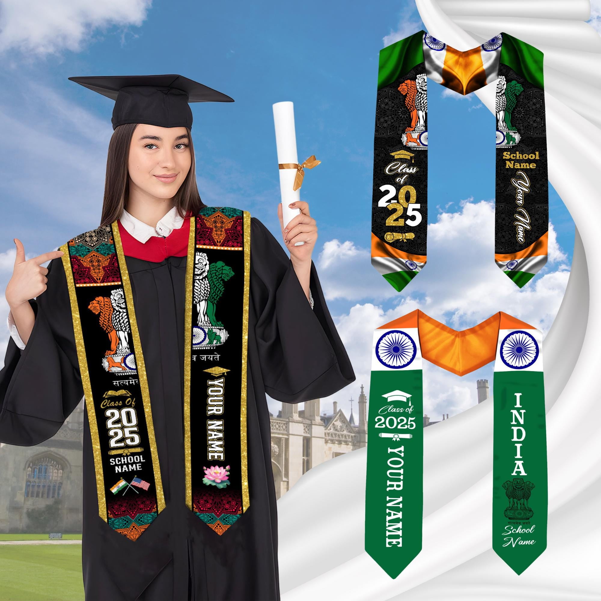 Custom Indian Graduation Sash 2025,Indian Graduation Sash,India ...