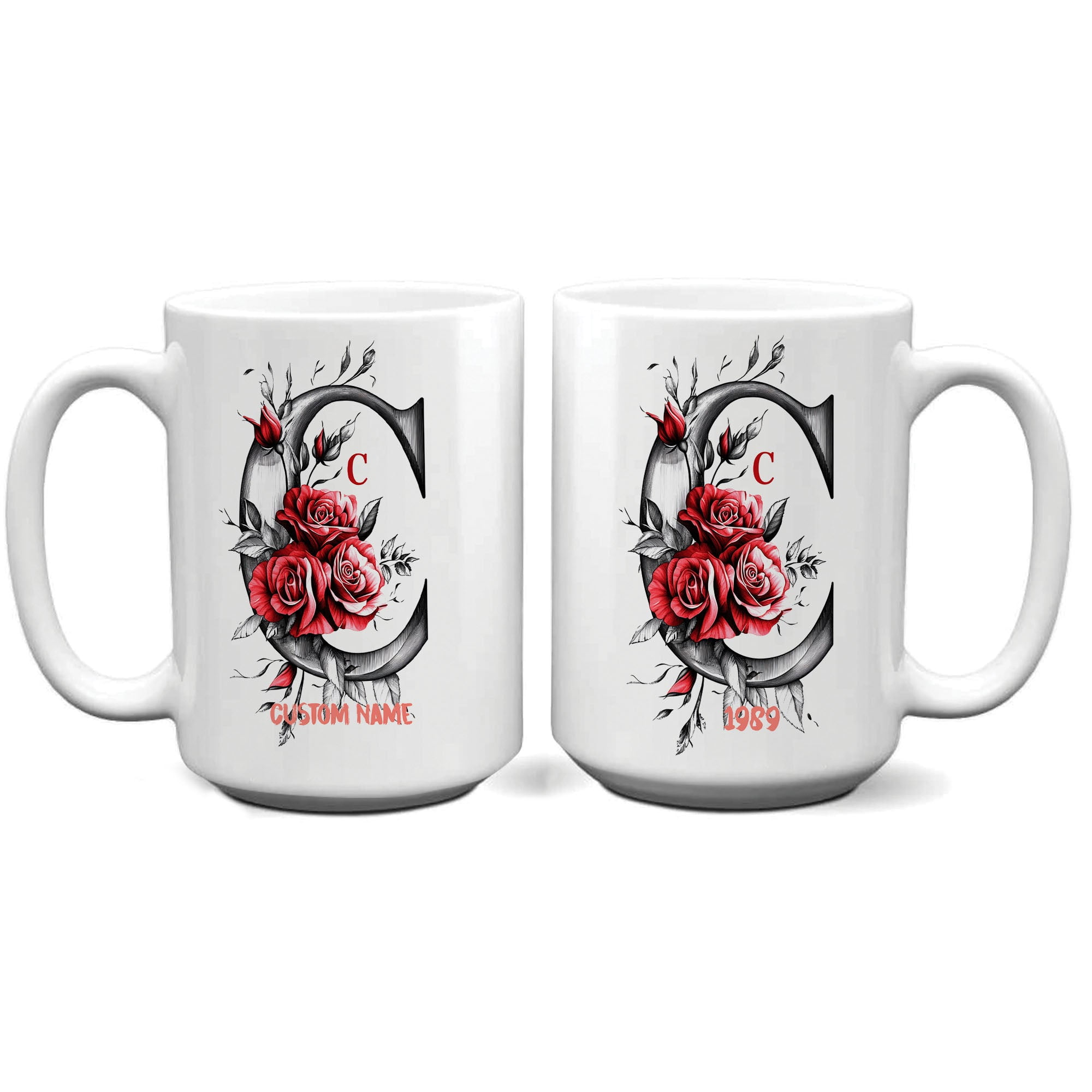 Custom Initial C Coffee Mug for Women, Personalized Monogram Cup in ...