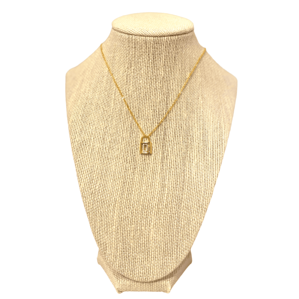 Custom Initial Glitzy Lock Necklace gold d - Walmart.com