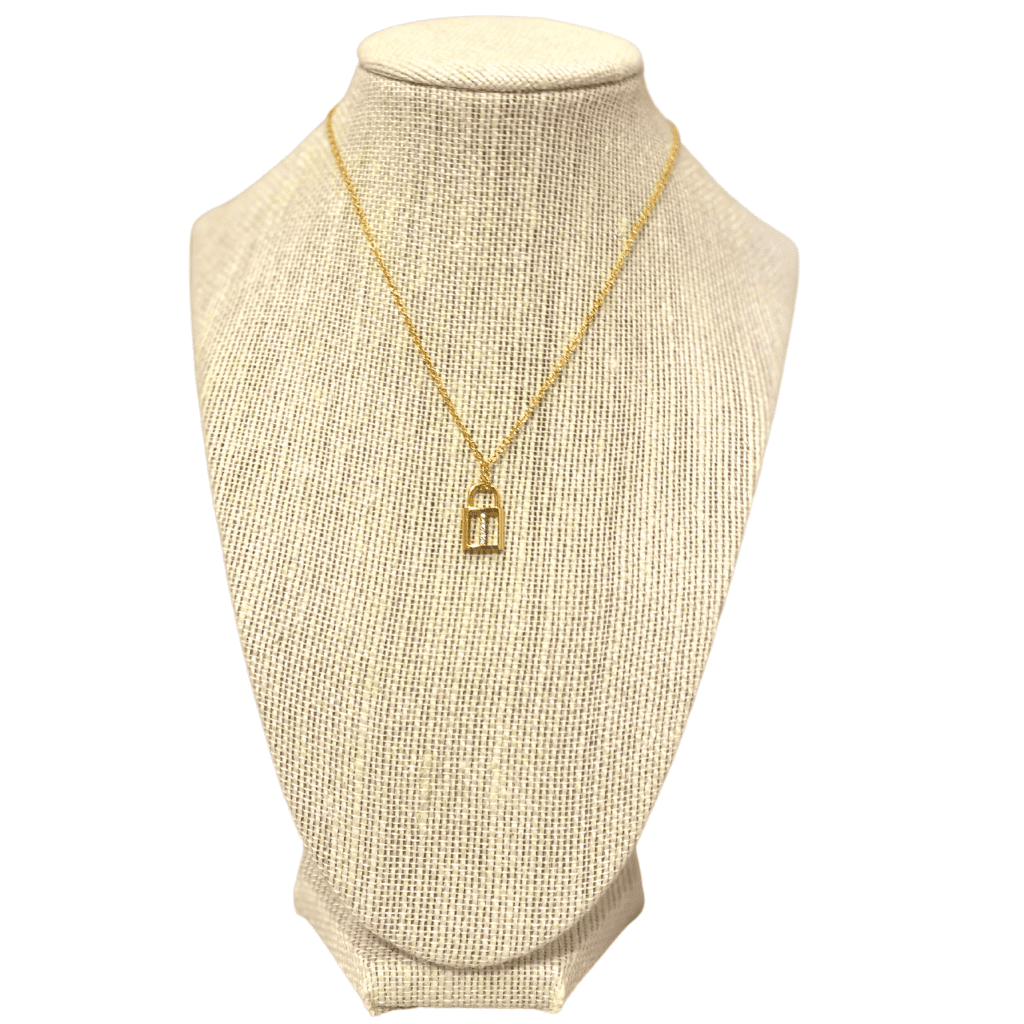 Custom Initial Glitzy Lock Necklace gold i - Walmart.com