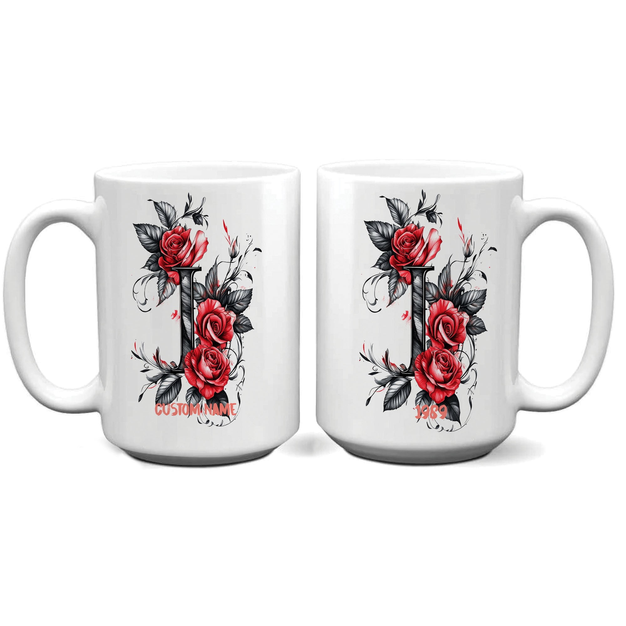 Custom Initial I Mug – Personalized Coffee Cup for Women, Monogram ...