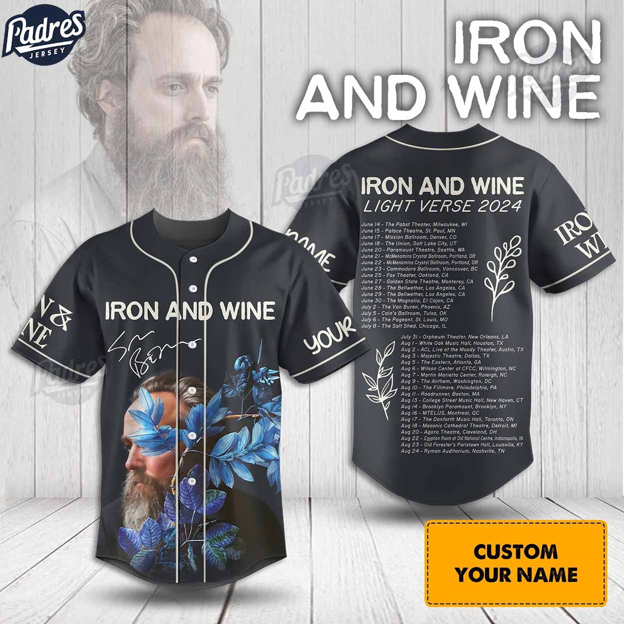 Custom Iron And Wine Light Verse 2024 Baseball Jersey - Walmart.com