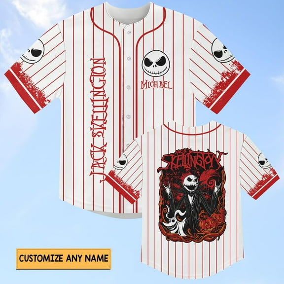 Custom Christmas Jack Skellington Baseball Jersey - Walmart.com