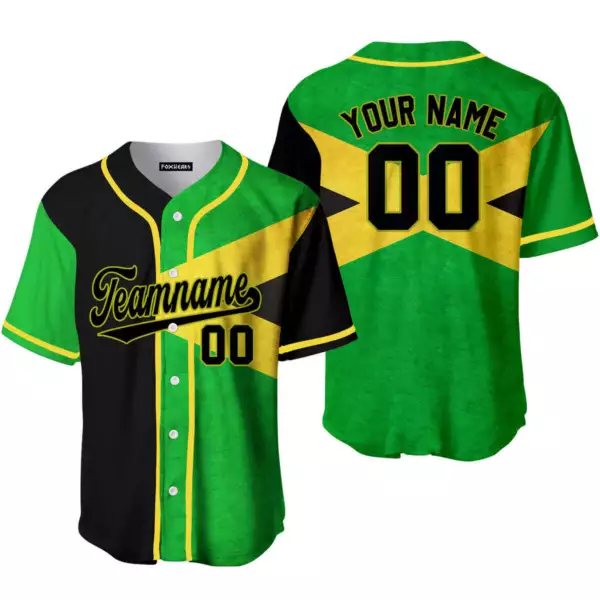 Custom Jamaica Flag Black Yellow Custom Baseball Jerseys For Men ...