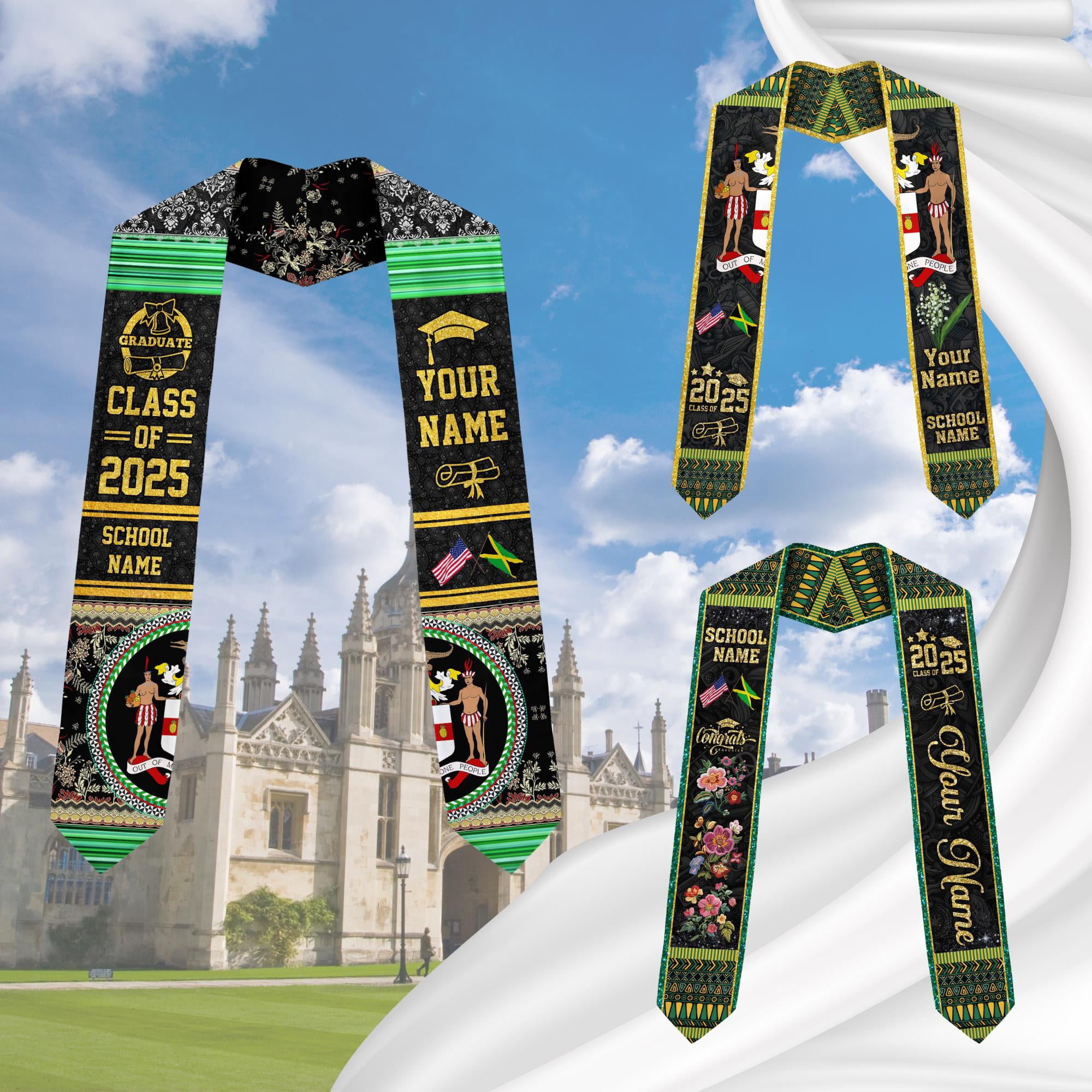 Custom Jamaica Graduation Sash,Custom Jamaica Stole 2025,Jamaica ...