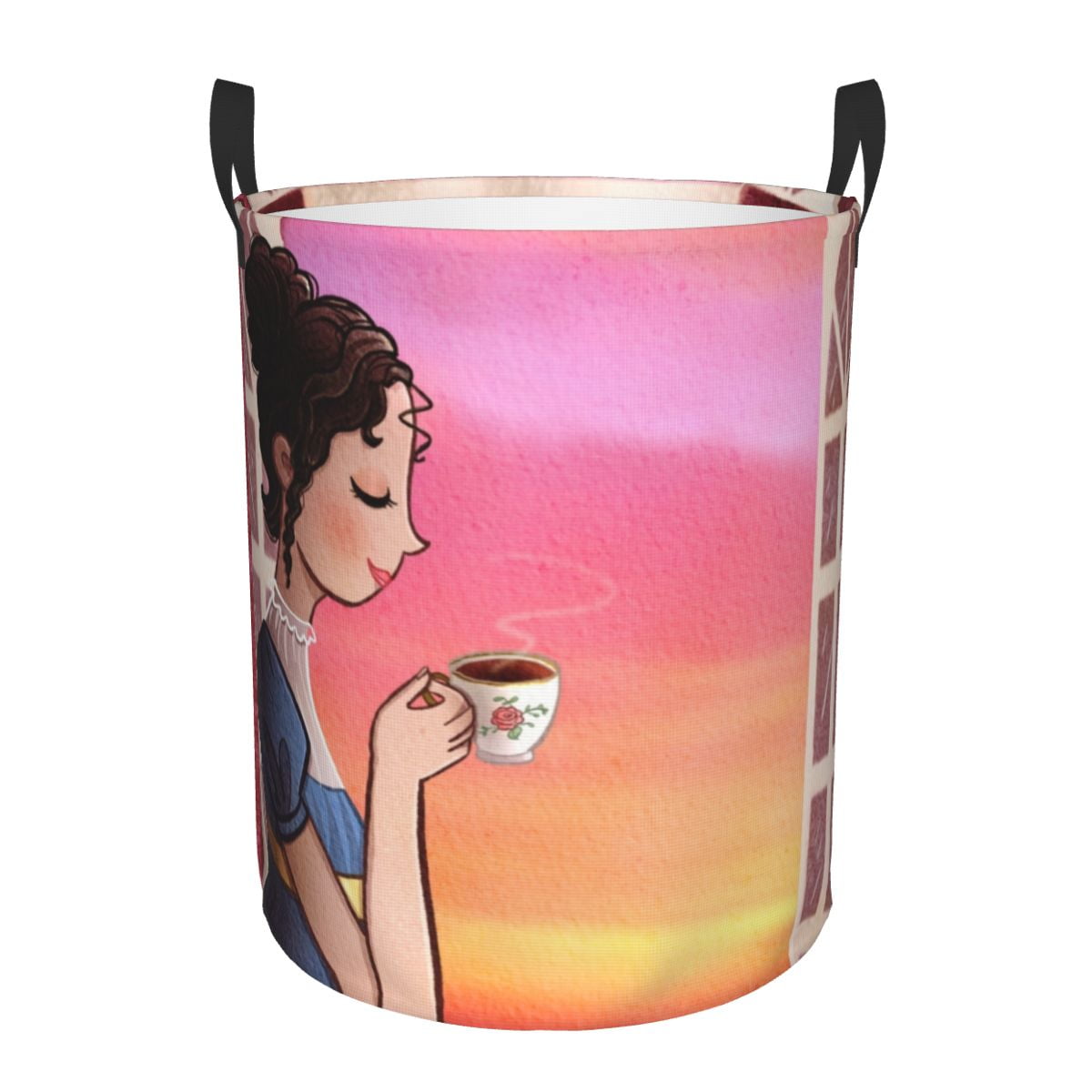 Custom Jane Austen Floral Laundry Basket Foldable Pride and Prejudice ...