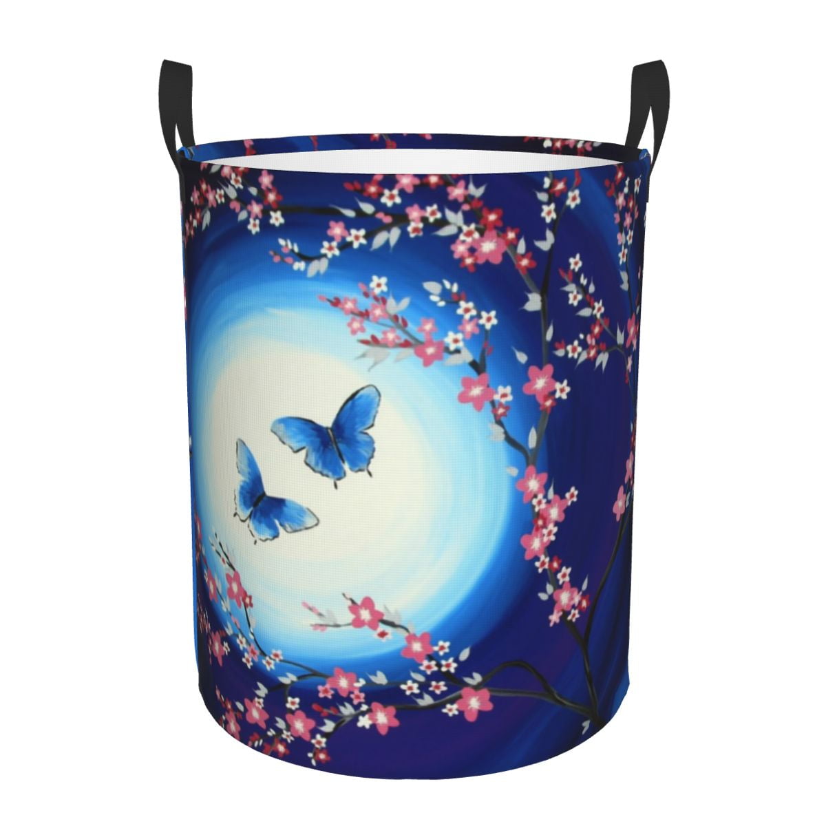 Custom Japanese Sakura Branch Laundry Basket Foldable Flowers Floral ...