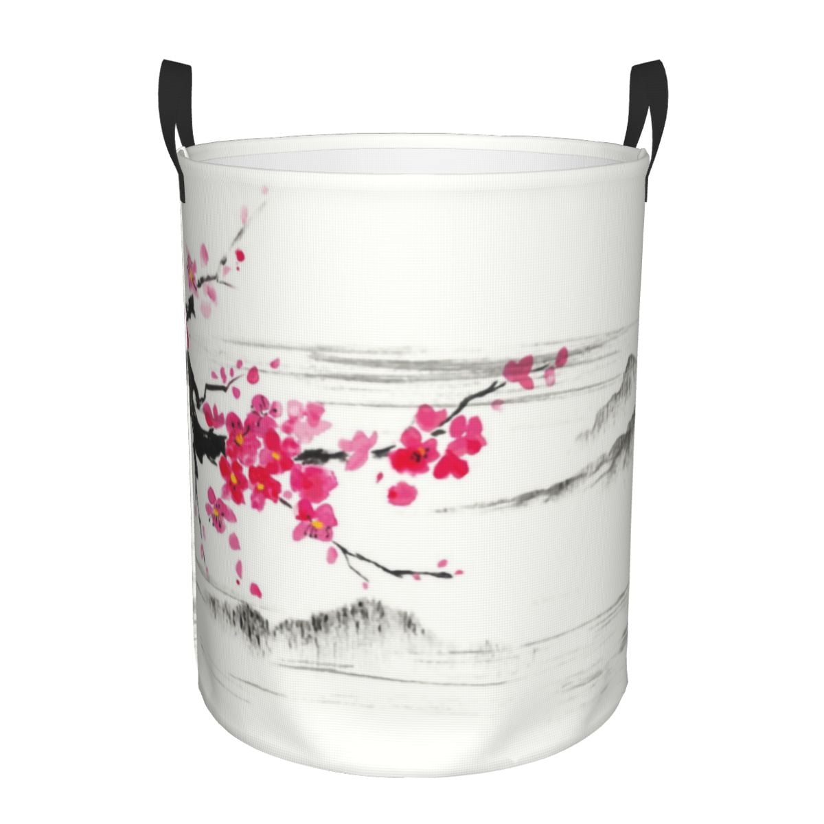Custom Japanese Sakura Branch Laundry Basket Foldable Flowers Floral ...