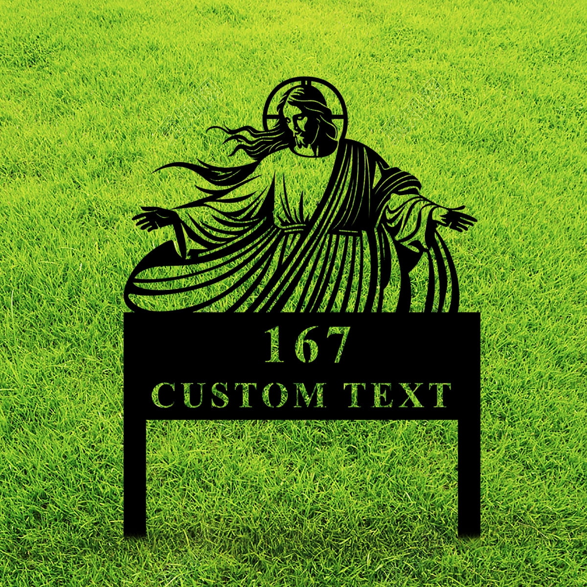 Custom Jesus Art Metal Address Yard Sign-Personalized House Number ...