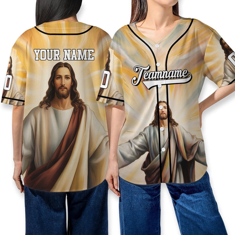 Custom Jesus Christ Graphic Baseball Jersey Shirt with – Personalized ...
