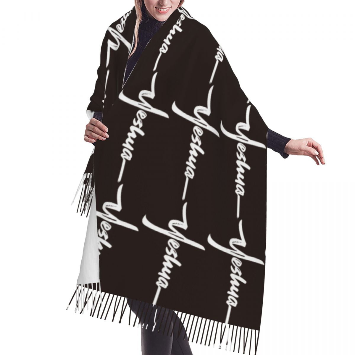 Custom Jesus Christ On The Cross God Tassel Scarf Women Soft Christian ...