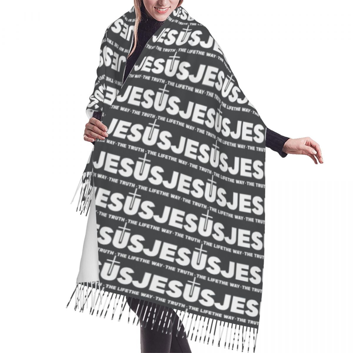 Custom Jesus Christ The Way The Truth The Life Tassel Scarf Women Soft ...
