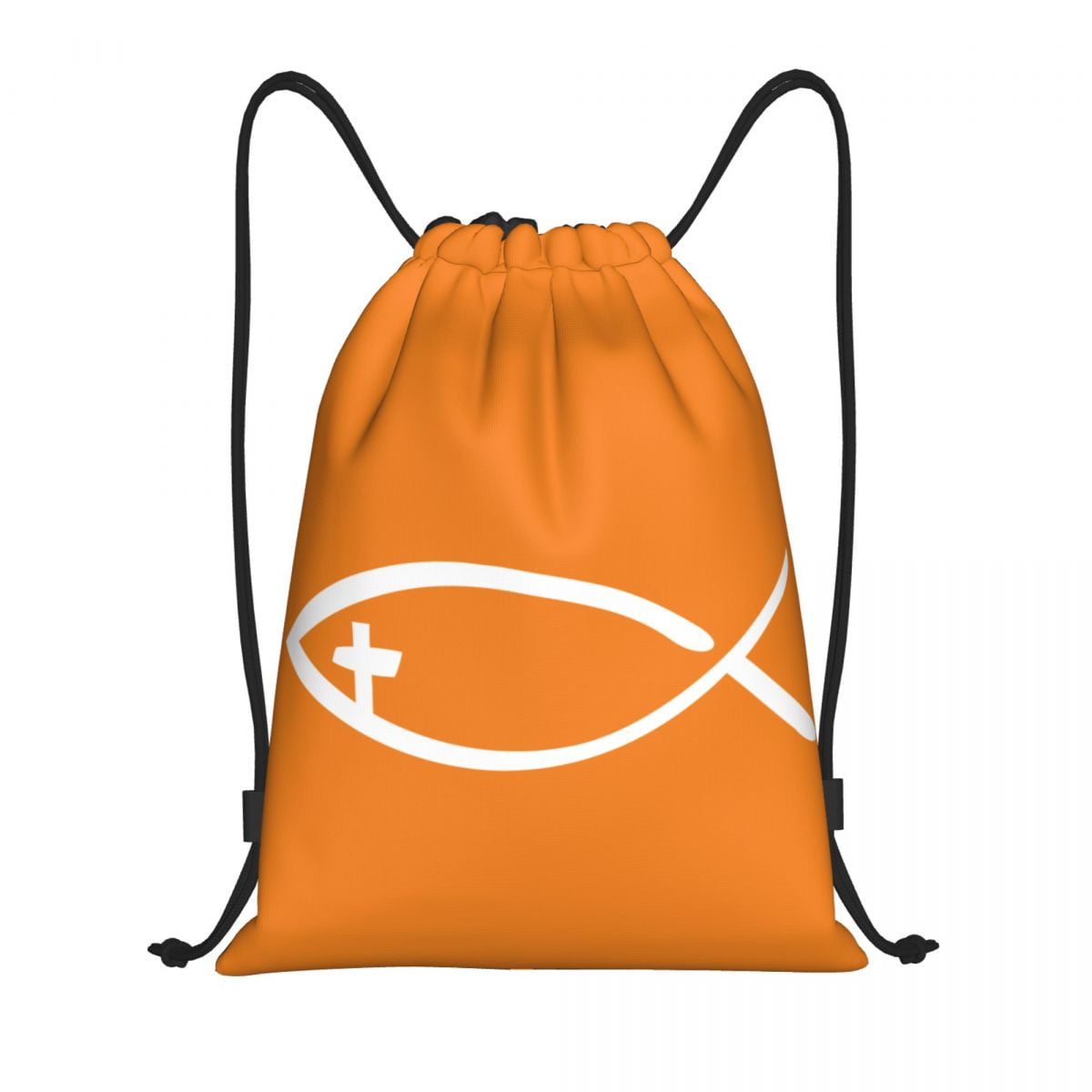 Custom Jesus Cross Fish Drawstring Bags Women Men Lightweight Christian ...