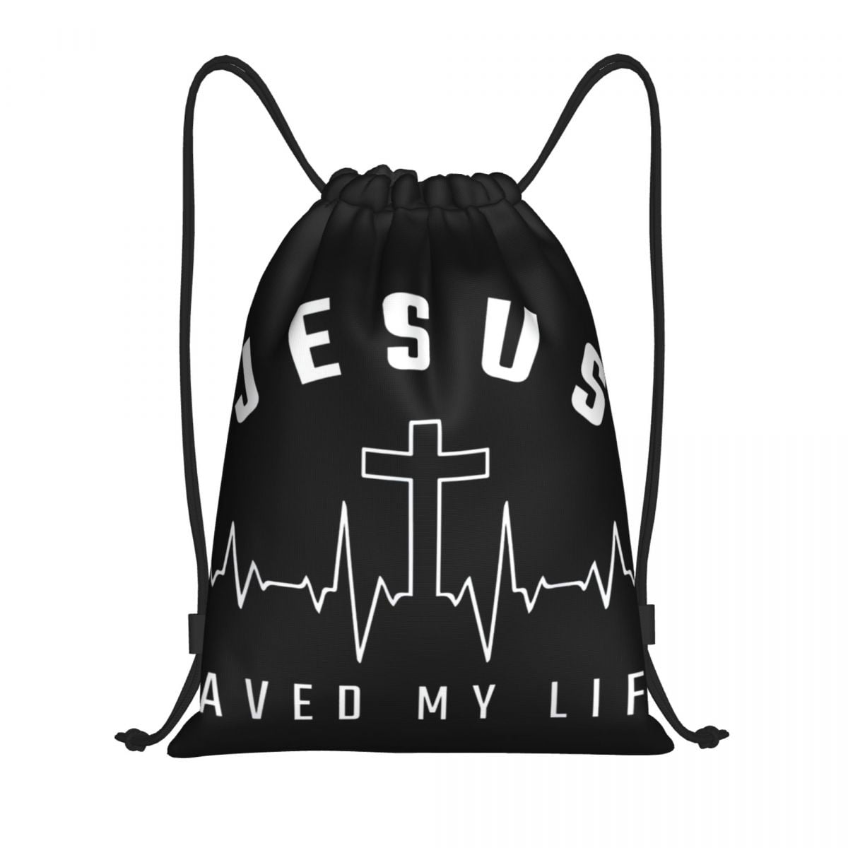Custom Jesus Saved My Life Drawstring Bag Men Women Lightweight ...