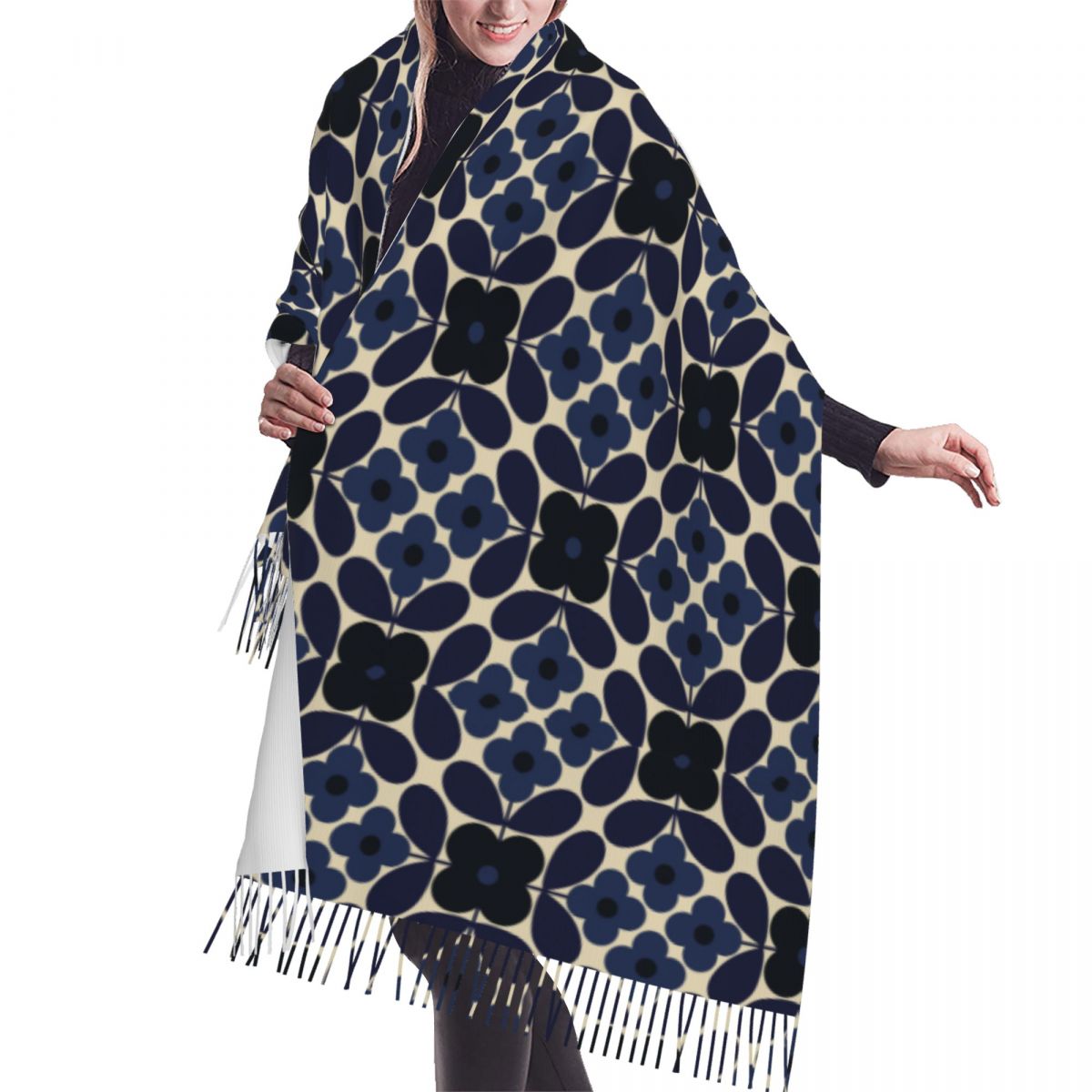 Custom Jigsaw Stem Multi Scarf Wrap Women Long Winter Fall Warm Tassel ...