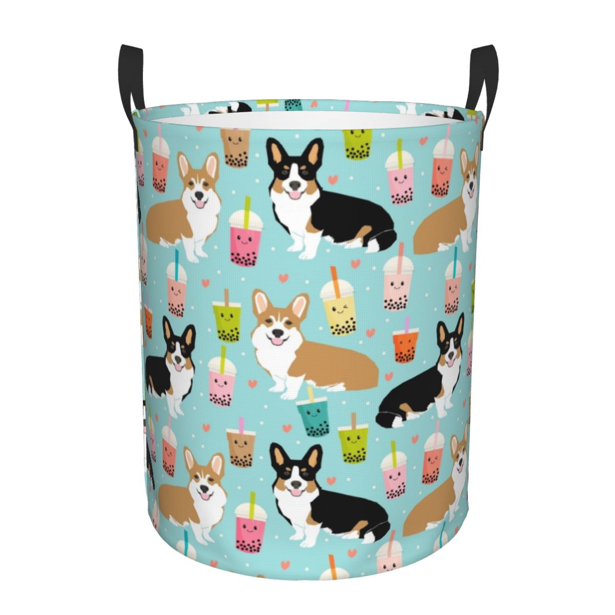 Custom Jolly Corgis In Green Laundry Basket Foldable Cute Pembroke ...