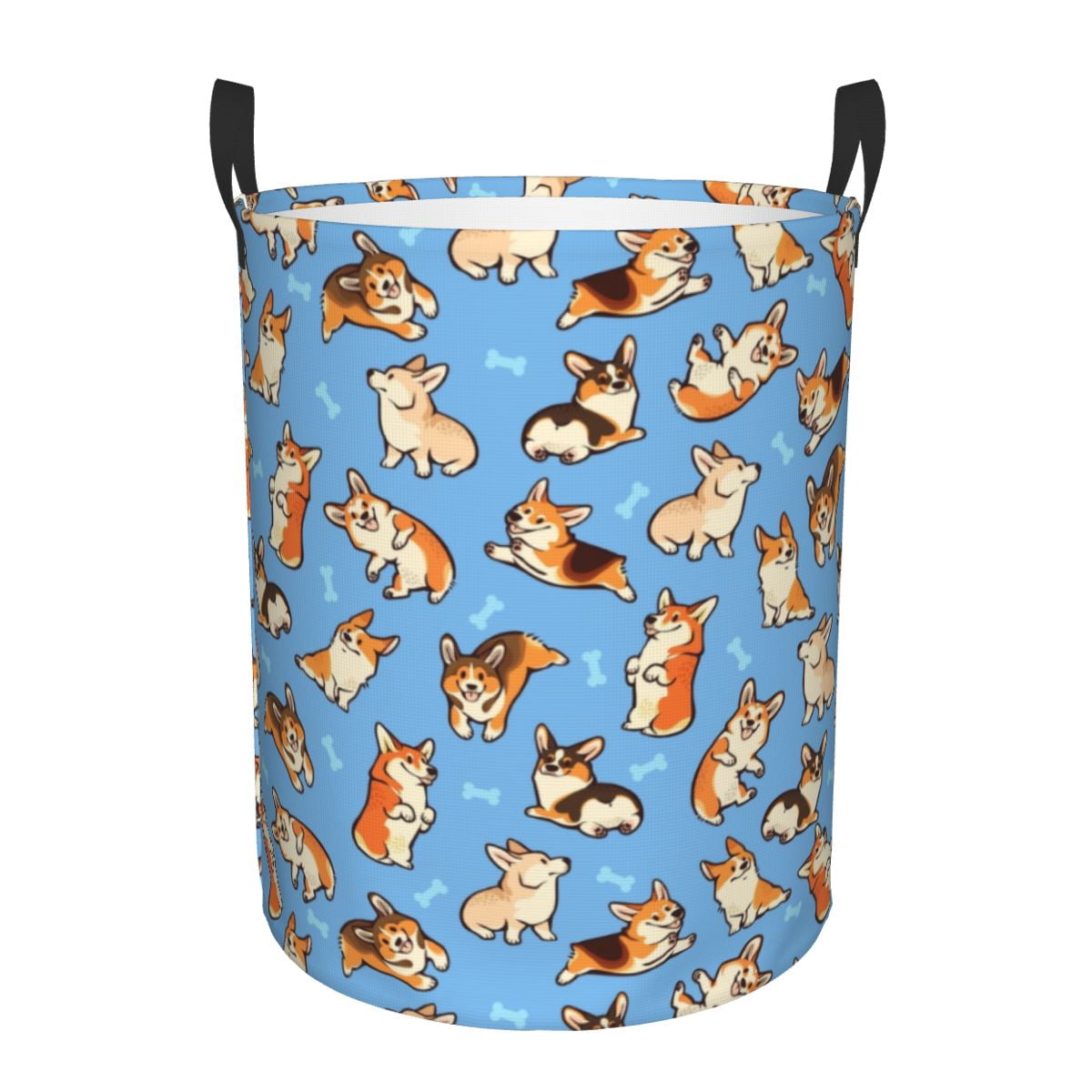 Custom Jolly Corgis In Green Laundry Basket Foldable Cute Pembroke ...