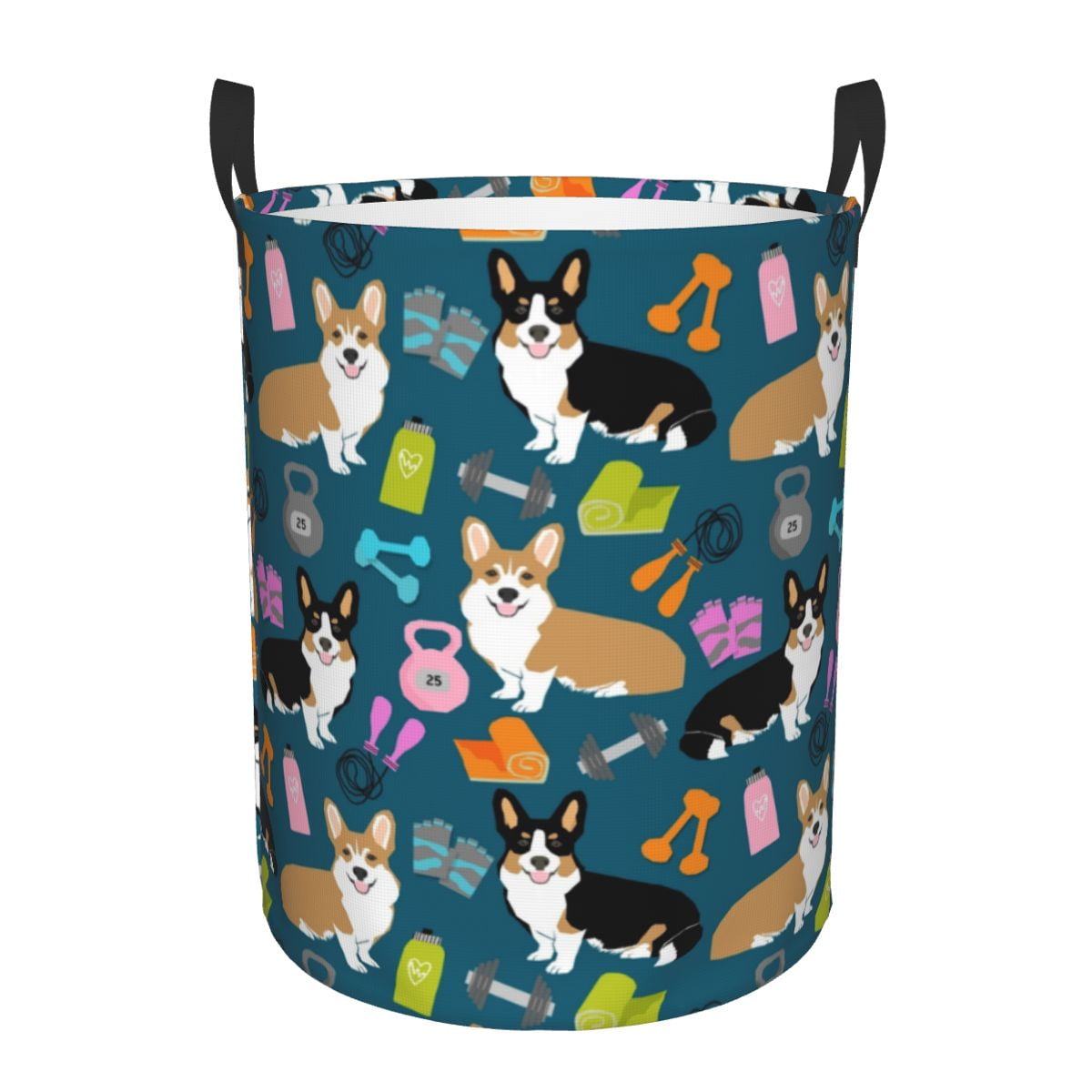 Custom Jolly Corgis In Green Laundry Basket Foldable Cute Pembroke ...