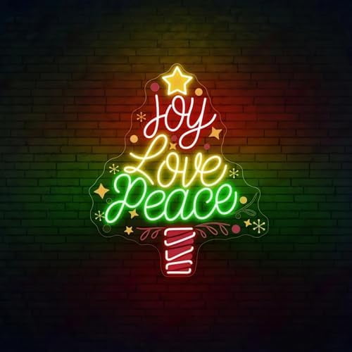 Custom Joy Love Peace Neon Sign, Christmas Tree Led Light Wall Decor ...