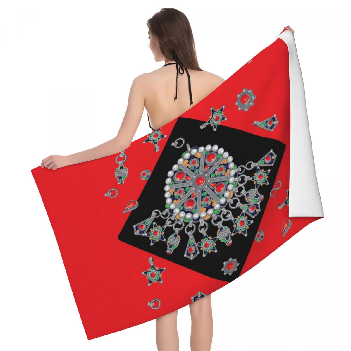 Custom Kabyle Pottery Patterns Bath Beach Towel Microfiber Amazigh ...