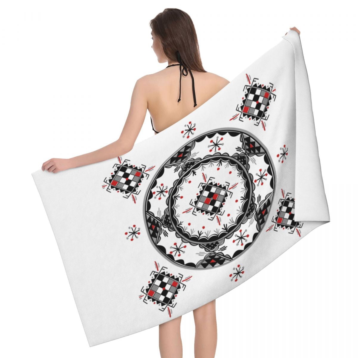 Custom Kabyle Pottery Patterns Beach Towel Quick Dry Geometry Geometric ...