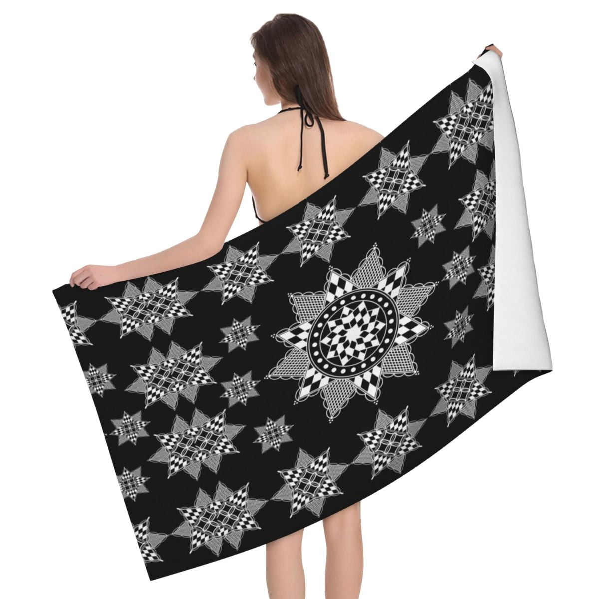 Custom Kabyle Pottery Patterns Beach Towel Quick Dry Geometry Geometric ...