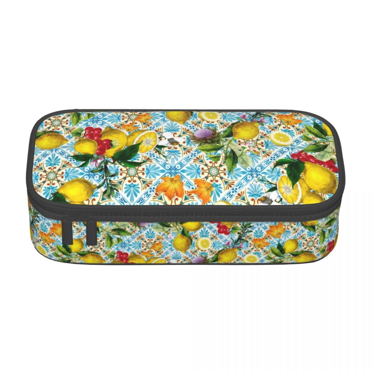 Custom Kawaii Mediterranean Tiles Summer Fruit Orange Lemon Pencil Case ...
