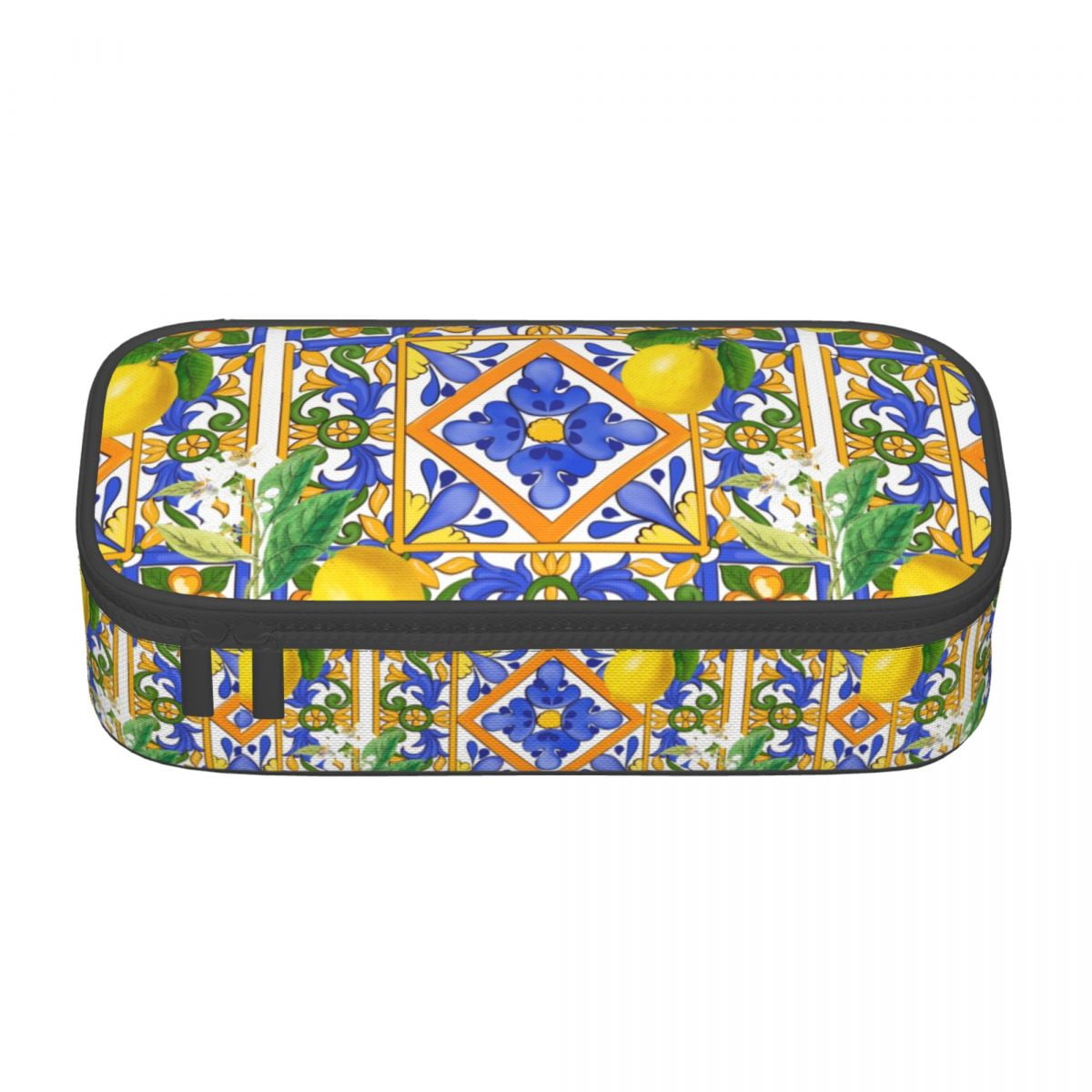 Custom Kawaii Mediterranean Tiles Summer Fruit Orange Lemon Pencil Case ...