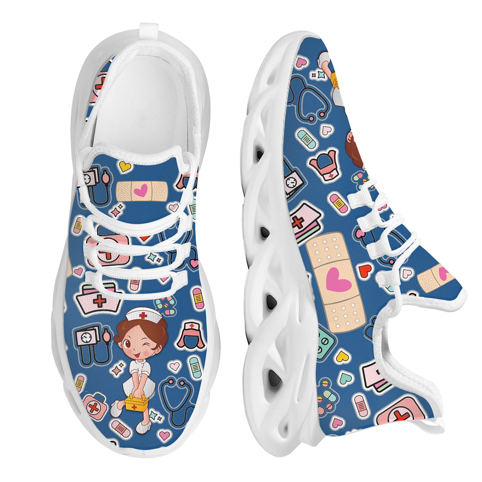 Custom Kawaii Nurse Pattern Women Casual Sneakers Non-Slip Running ...