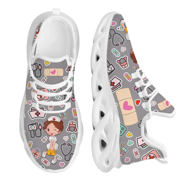 Custom Kawaii Nurse Pattern Women Casual Sneakers Non-Slip Running ...