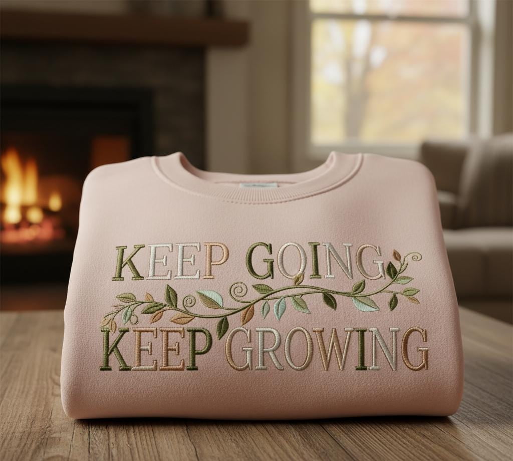 Custom Keep Going Keep Growing Embroidered Sweatshirt Motivational ...