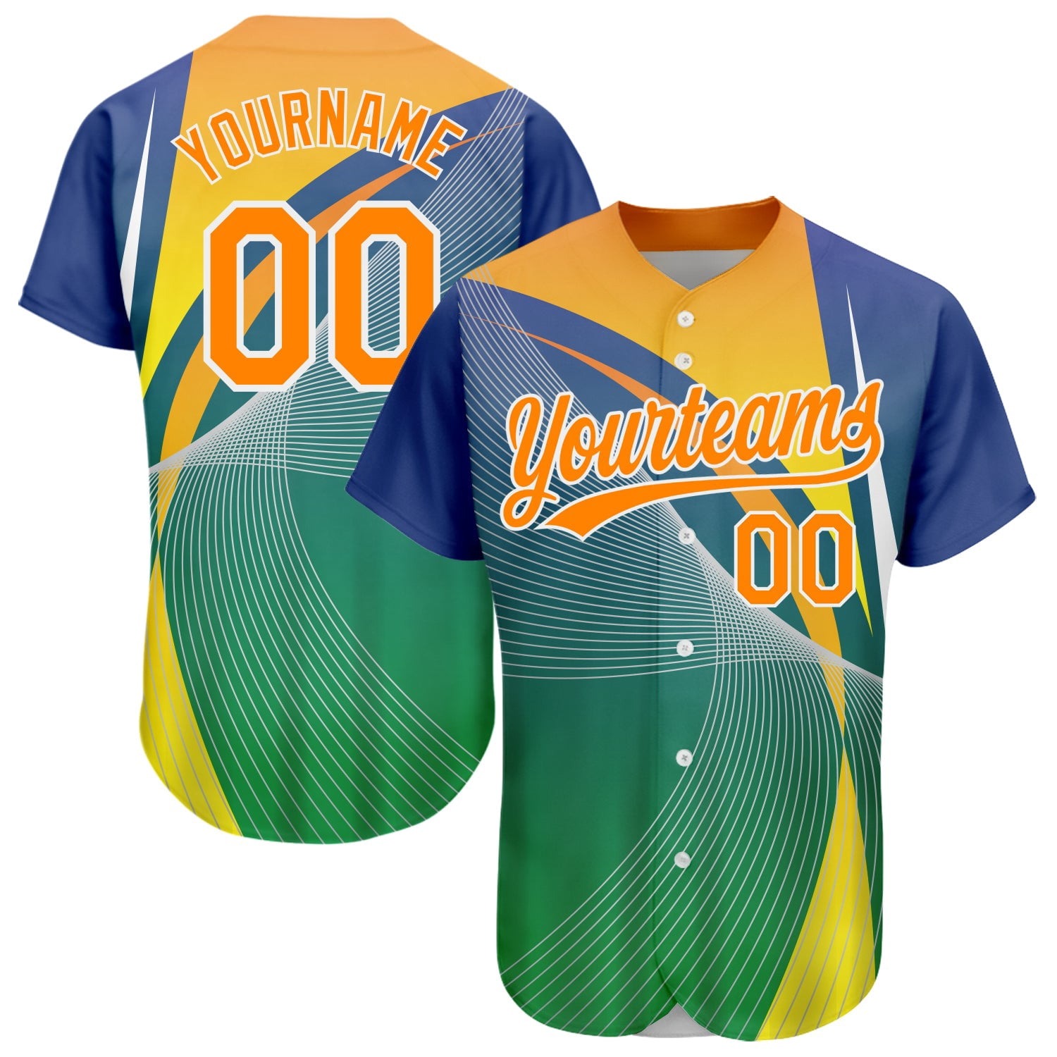 Custom Kelly Green Bay Orange-White 3D Pattern Design Abstract Sport ...