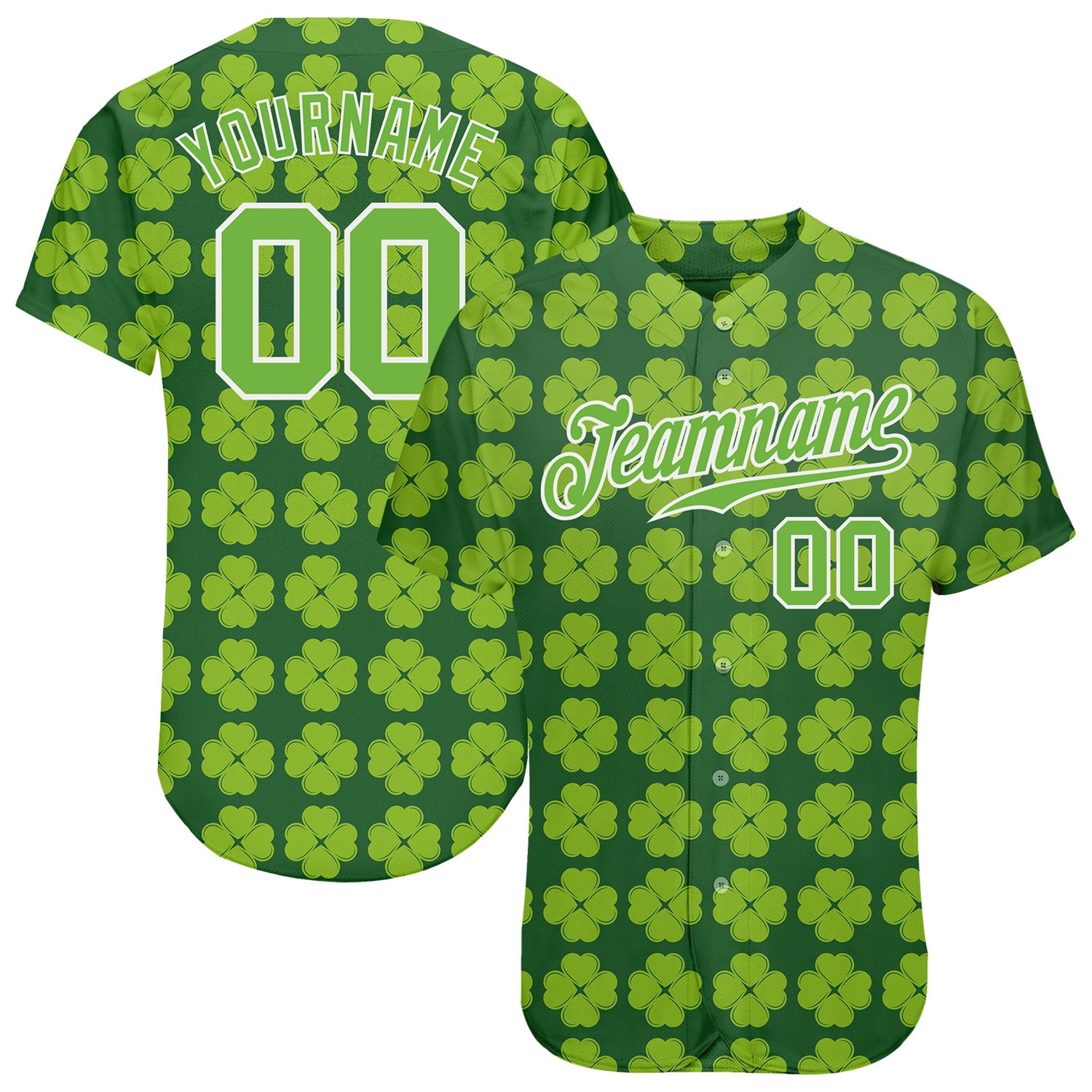 Custom Kelly Green Neon Green-White 3D Pattern Design Authentic St ...