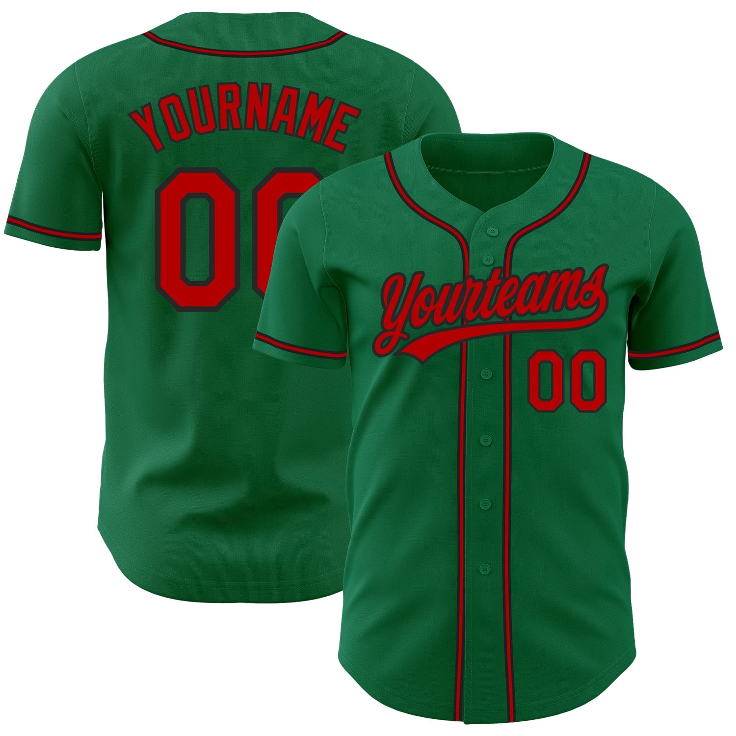 Custom Kelly Green Red-Black Authentic Baseball Jersey - Hot Sale 2026 ...