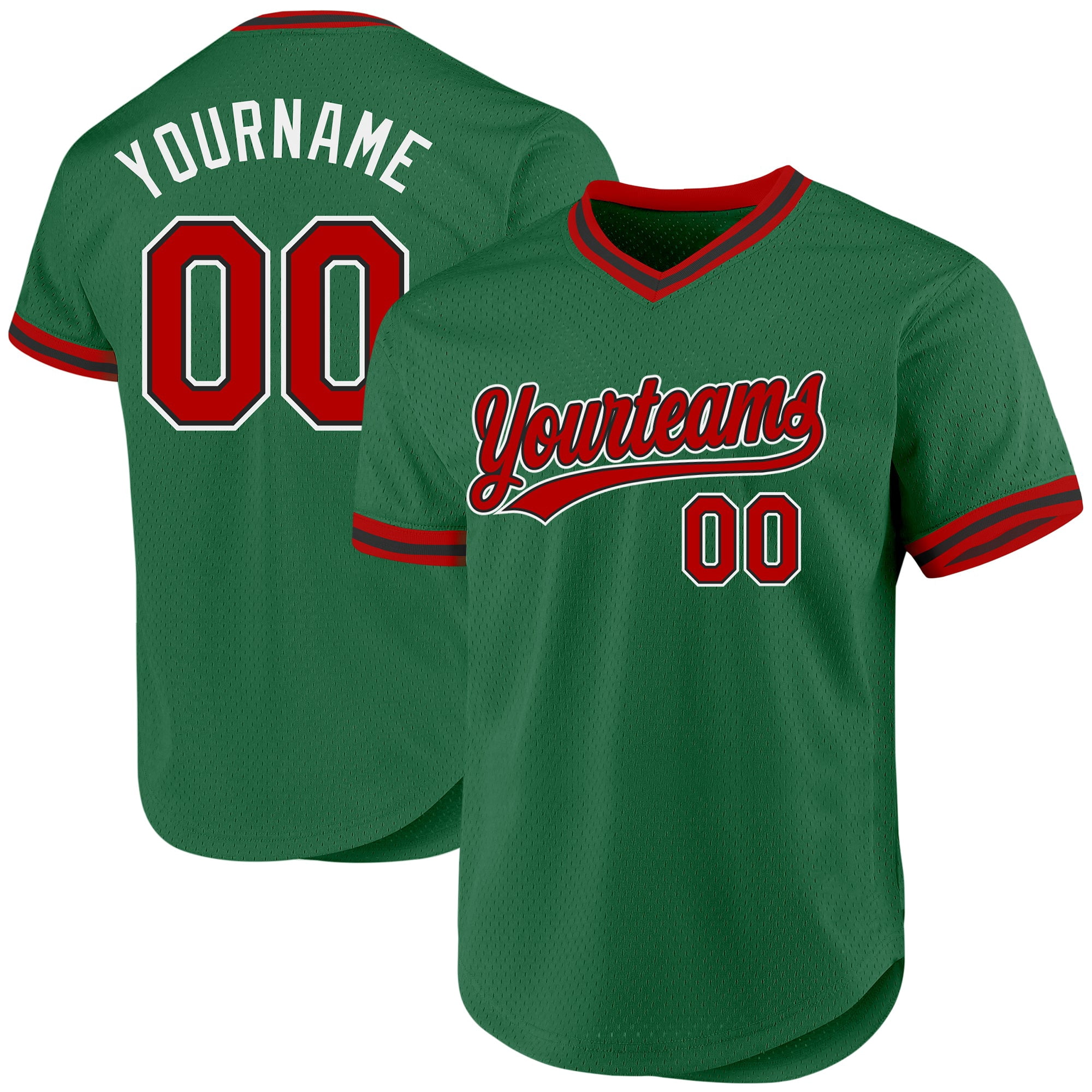 Custom Kelly Green Red-Black Authentic Throwback Baseball Jersey - Hot ...