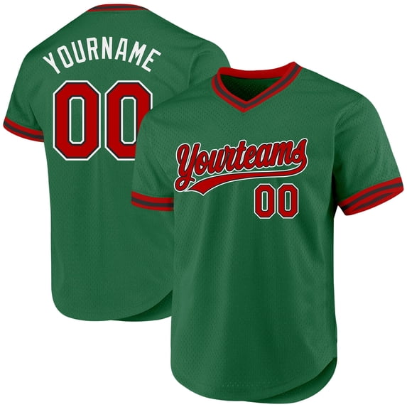 Custom Kelly Green Red-Black Authentic Throwback Baseball Jersey - Hot ...