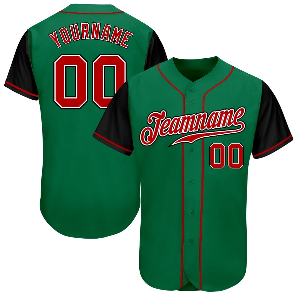 Custom Kelly Green Red-Black Authentic Two Tone Baseball Jersey - Hot ...