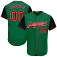 Custom Kelly Green Red-Black Authentic Two Tone Baseball Jersey - Hot ...